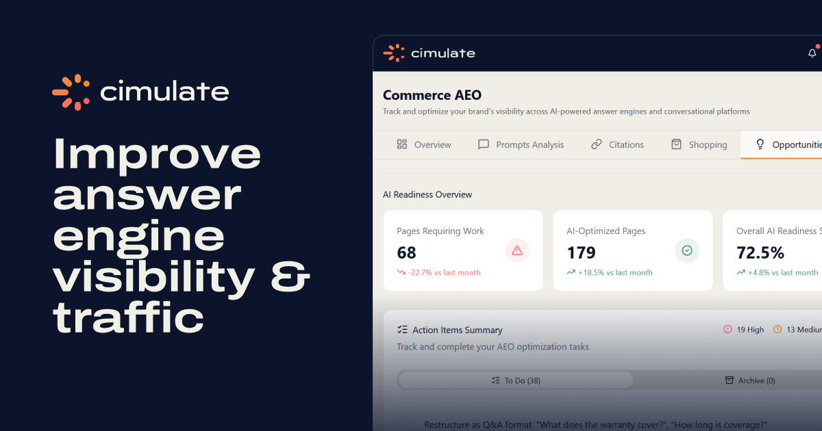 Commerce AI Engine Optimization (AEO) - Cimulate AI